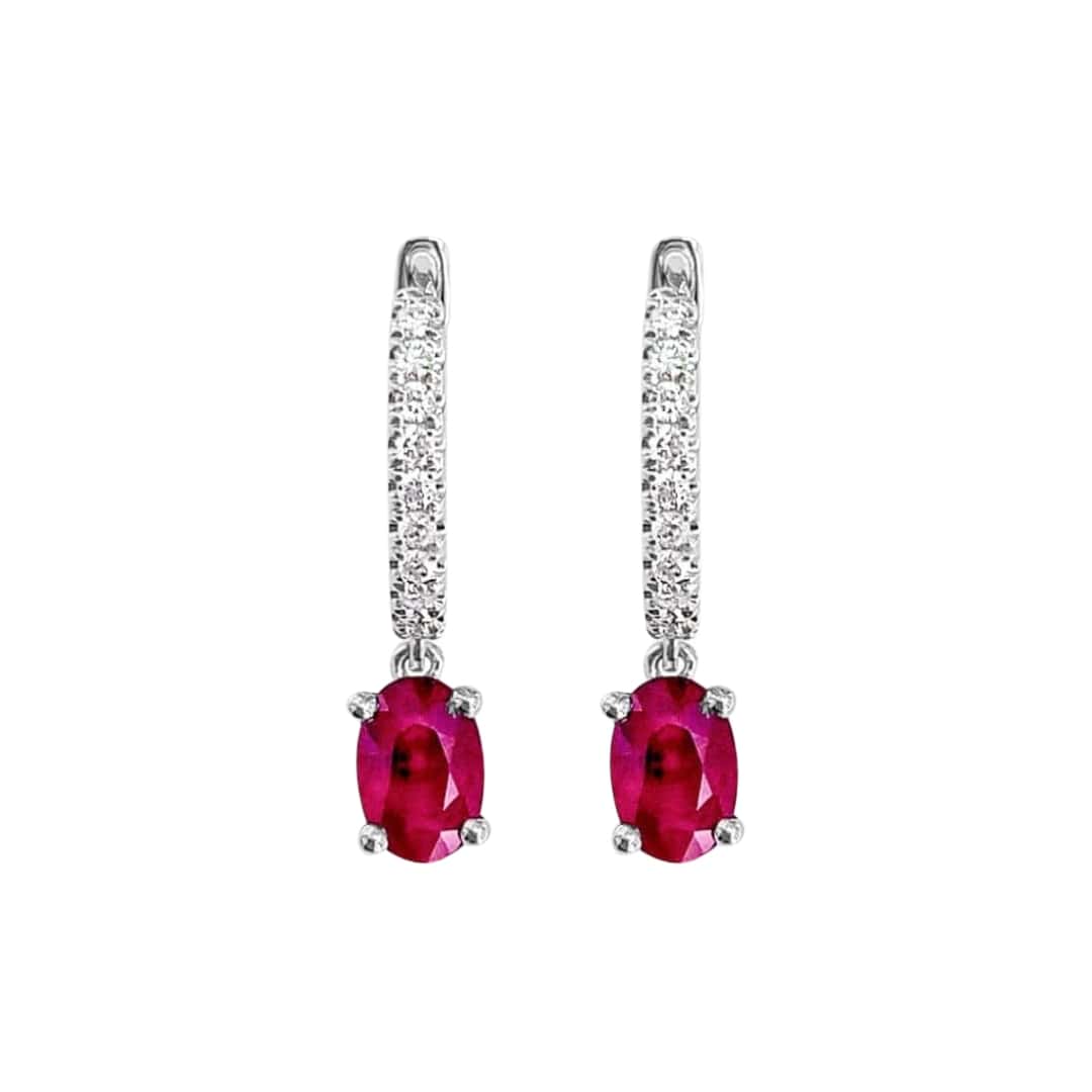 Ruby and Diamond Hoops
