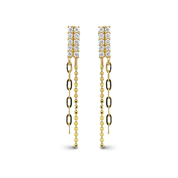 Diamond Drop Chain Earrings